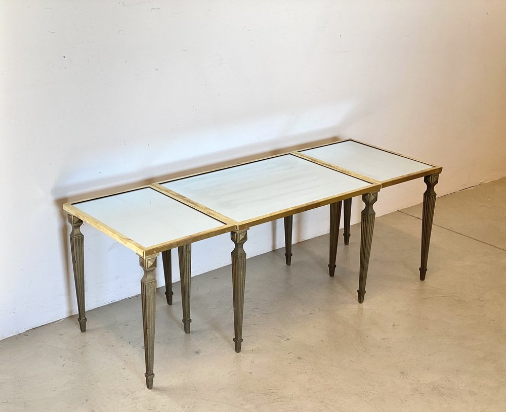 Brass Tables, 1960s, Set of 3 for sale at Pamono