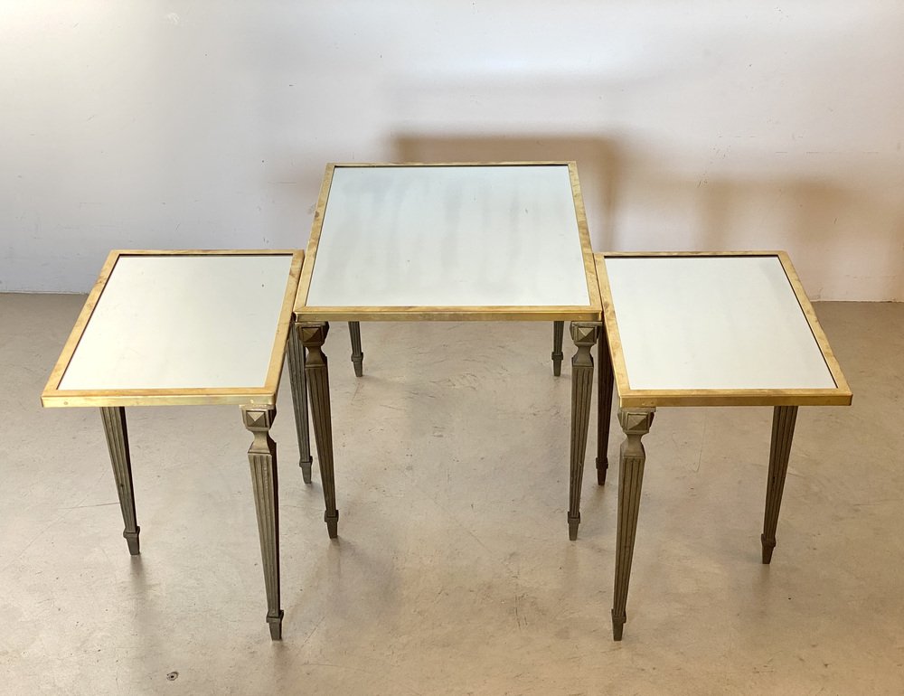 Brass Tables, 1960s, Set of 3 for sale at Pamono