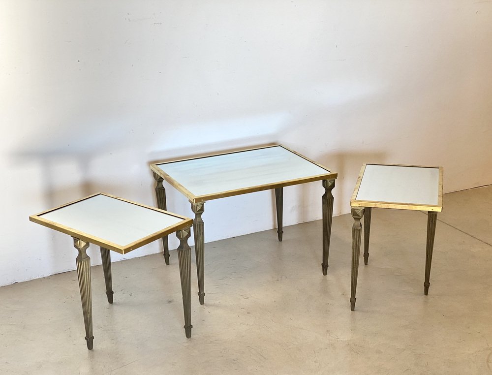 Brass Tables, 1960s, Set of 3 for sale at Pamono