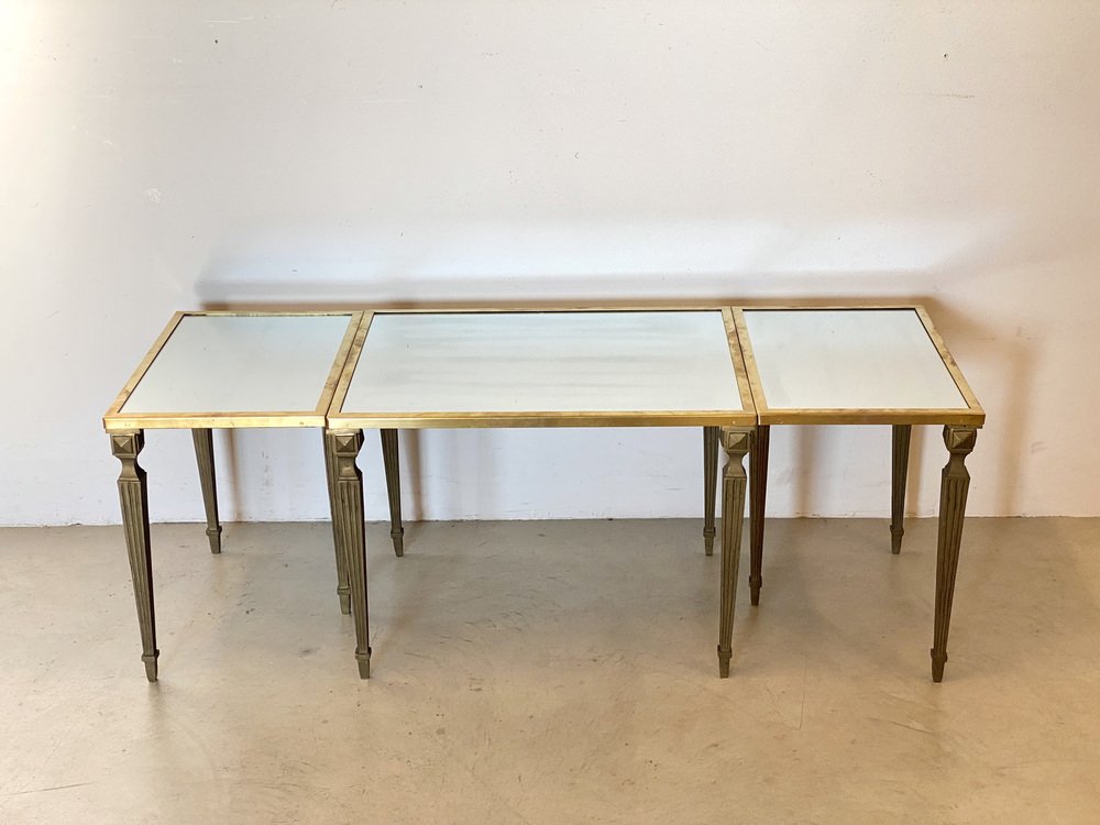 Brass Tables, 1960s, Set of 3 for sale at Pamono