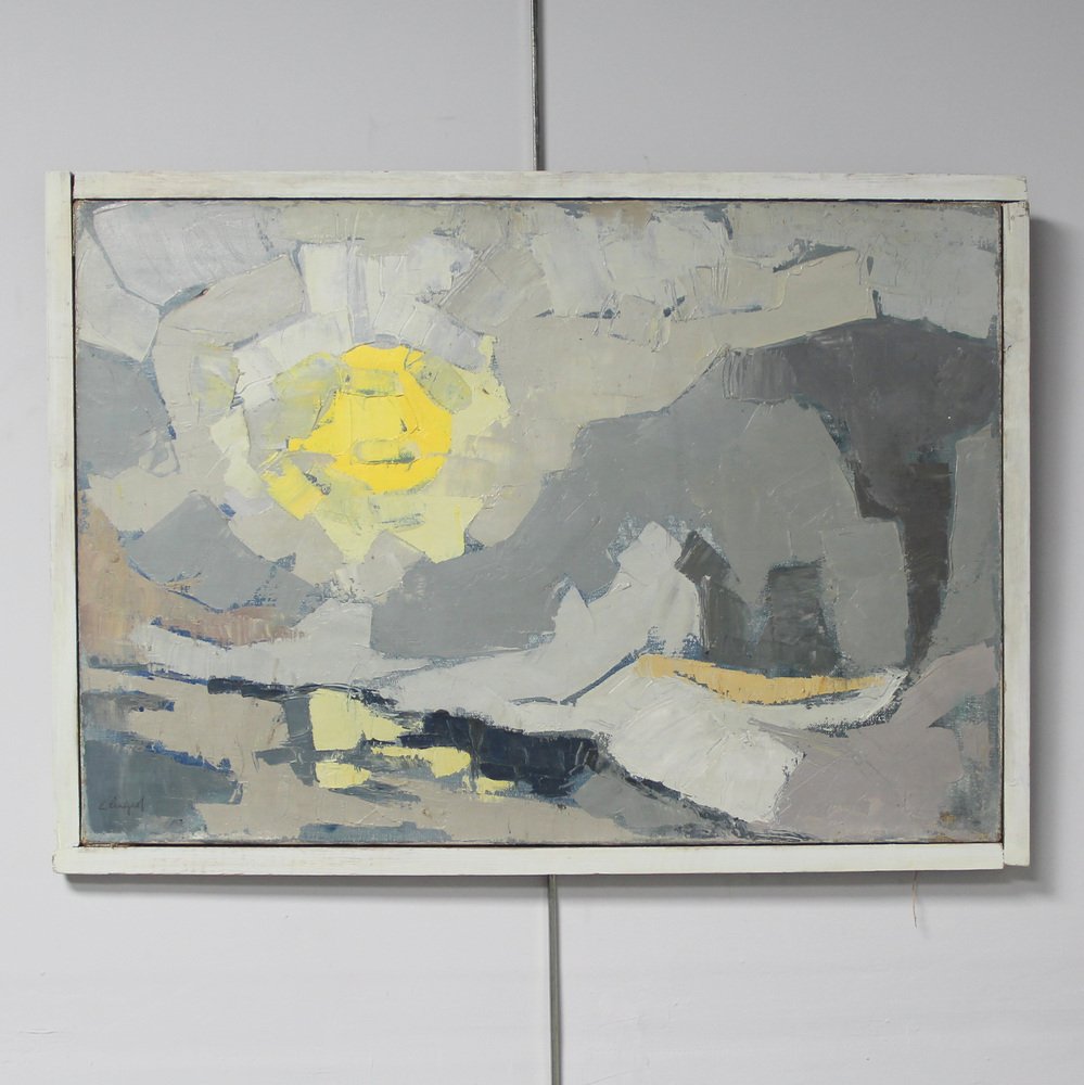 Clergot, Paesaggio, 1963, Olio su tela, con cornice in vendita su Pamono