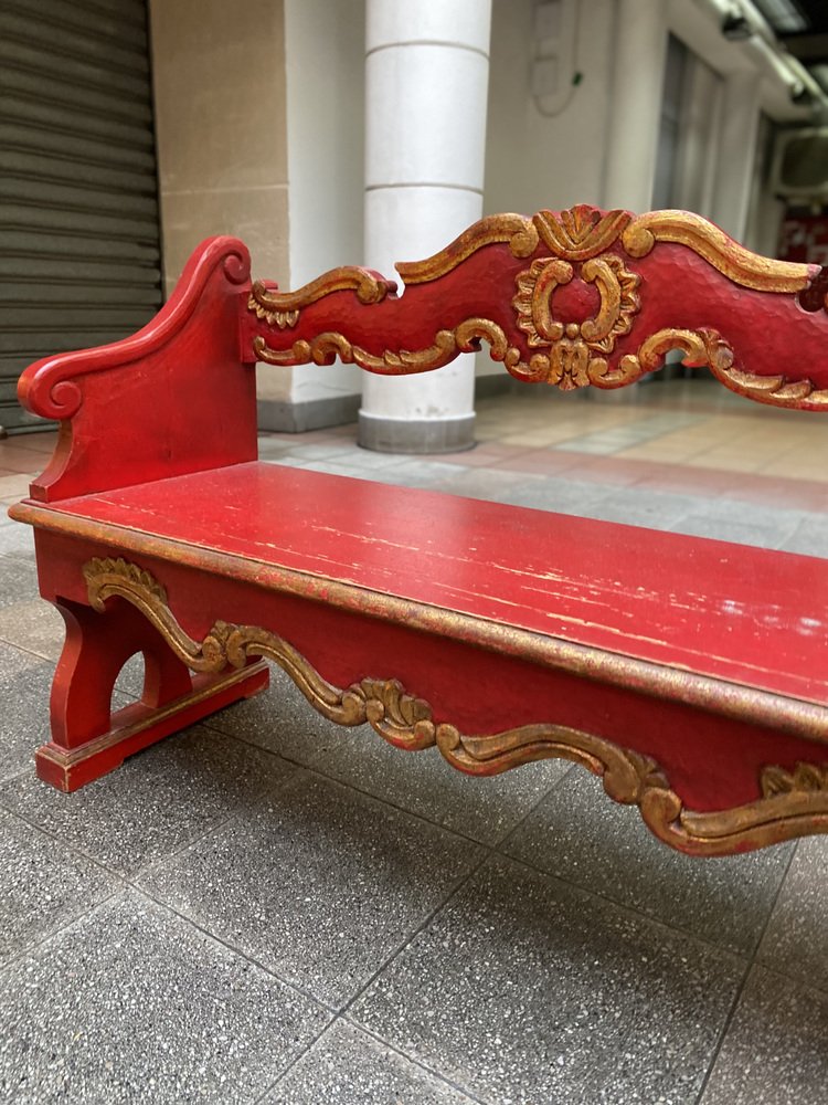 Venetian Red Wooden Bench for sale at Pamono