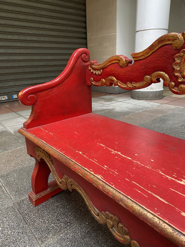 Venetian Red Wooden Bench for sale at Pamono