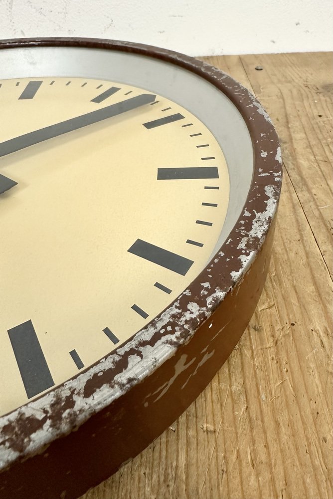 Industrial Brown Factory Wall Clock from IBM, 1950s for sale at Pamono