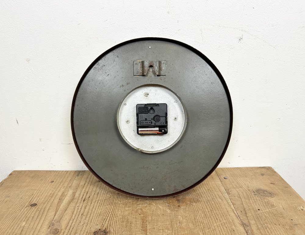 Industrial Brown Factory Wall Clock from IBM, 1950s for sale at Pamono