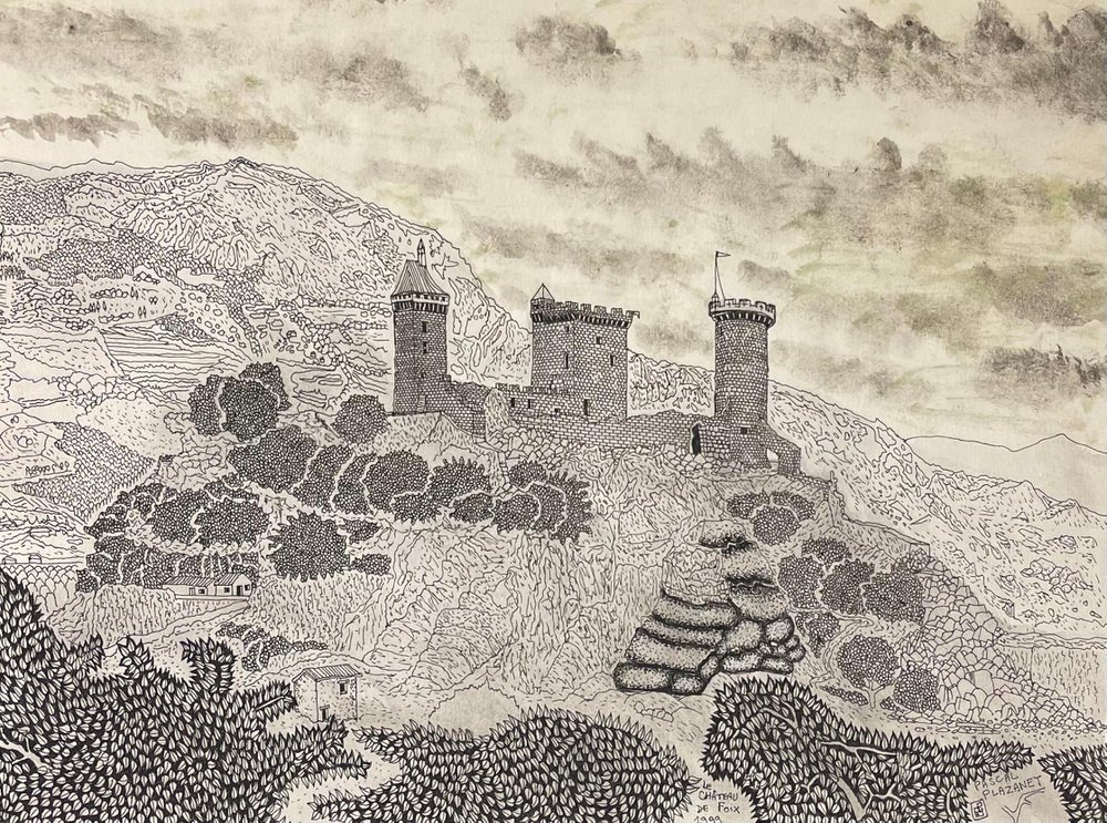 Pascal Plazanet, Chateau De Foix, 1999, Rapidography & Ink on Paper for ...