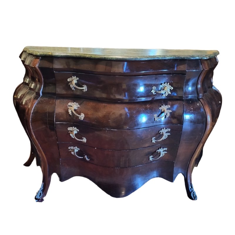 Ancient Dutch Chest of Drawers with Green Marble Lid & Wide Drawers ...