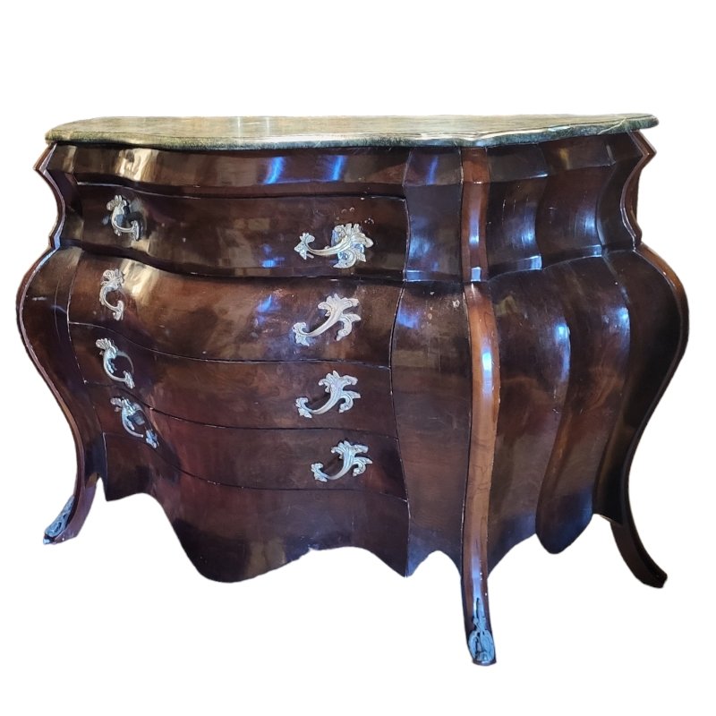 Ancient Dutch Chest of Drawers with Green Marble Lid & Wide Drawers ...