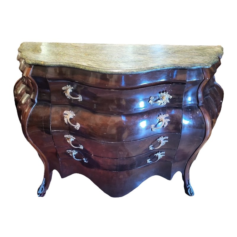 Ancient Dutch Chest of Drawers with Green Marble Lid & Wide Drawers ...