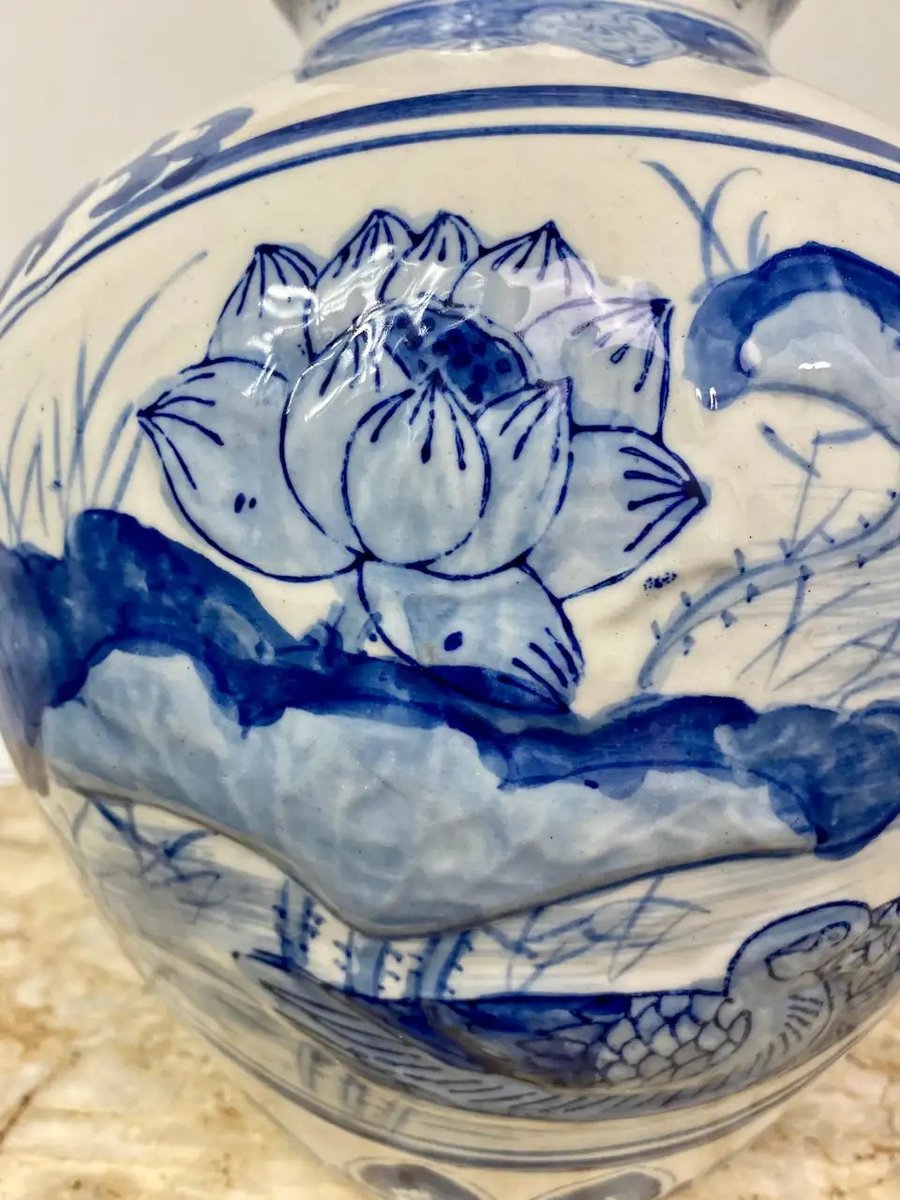 Chinese Blue and White Porcelain Vase with Lotus Flower Decorations for ...