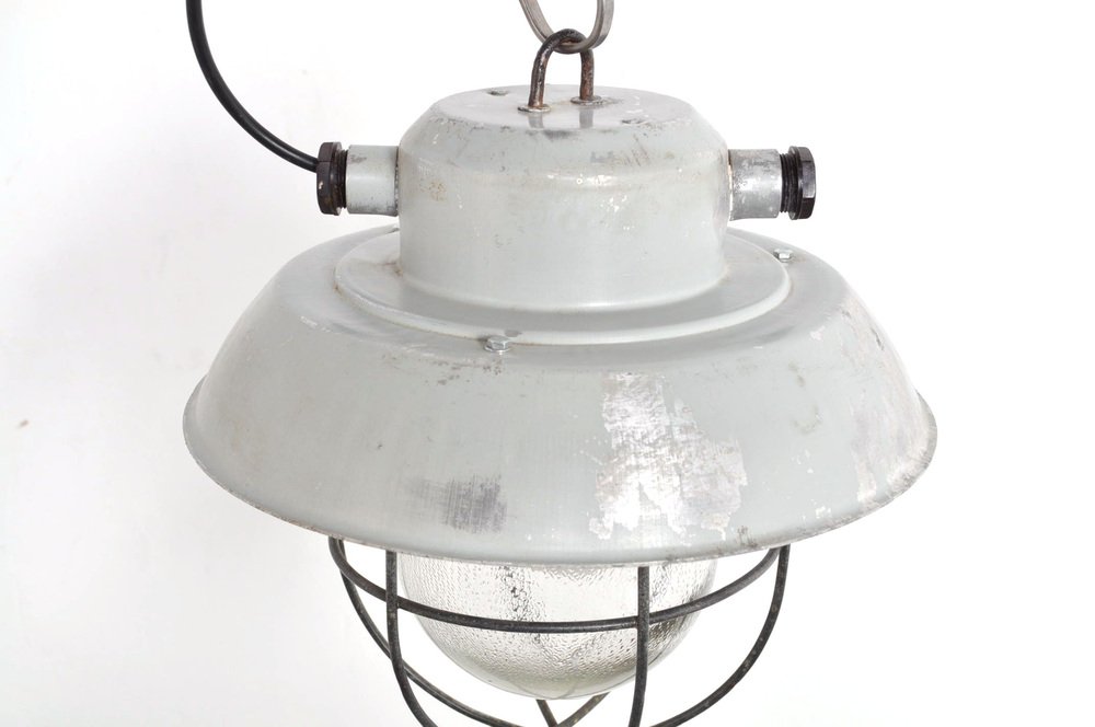 Vintage Industrial Cage Lamp, 1970s for sale at Pamono