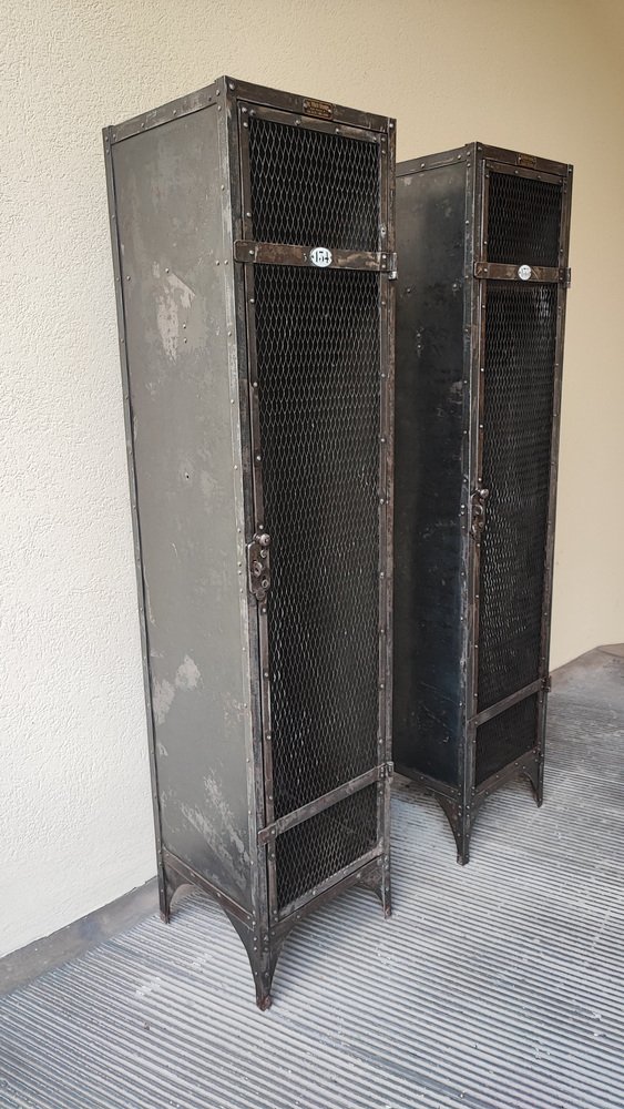 Iron Locker with Wooden Shelves, 1950s for sale at Pamono