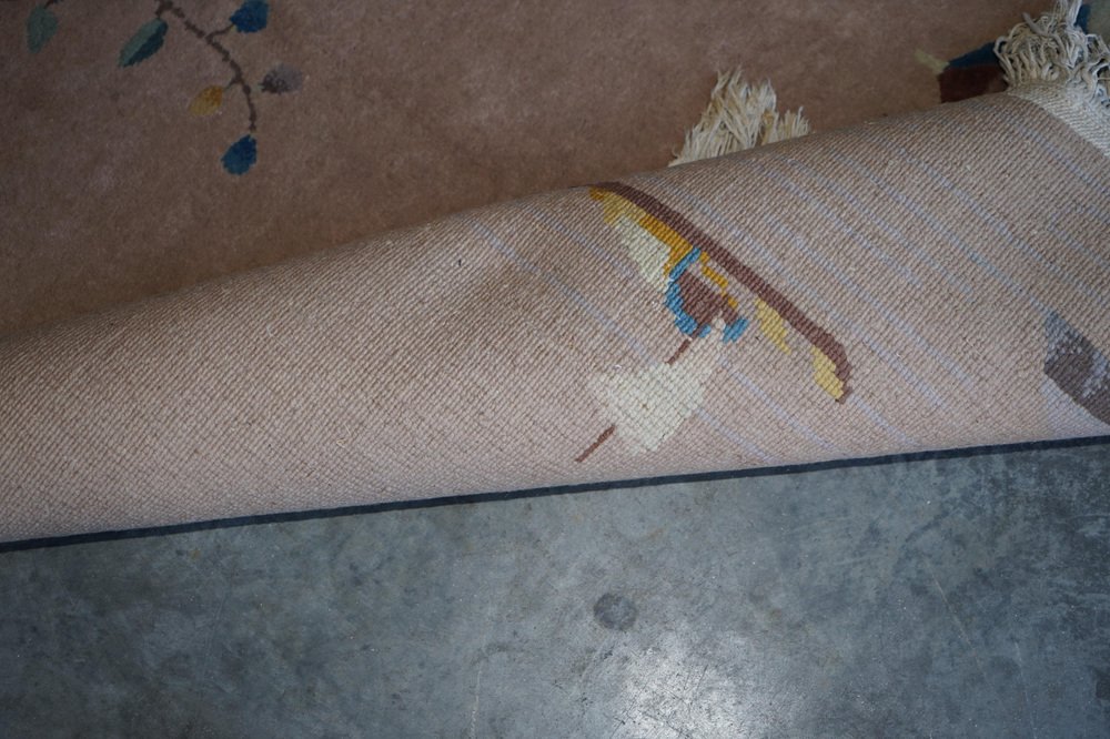 Antique Chinese Thick Knotted Wool Rug with Pagoda Temple and Floral ...