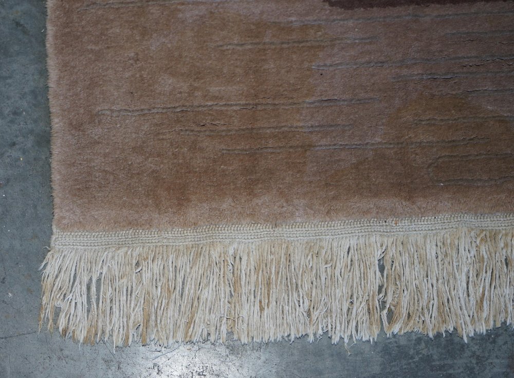 Antique Chinese Thick Knotted Wool Rug with Pagoda Temple and Floral ...