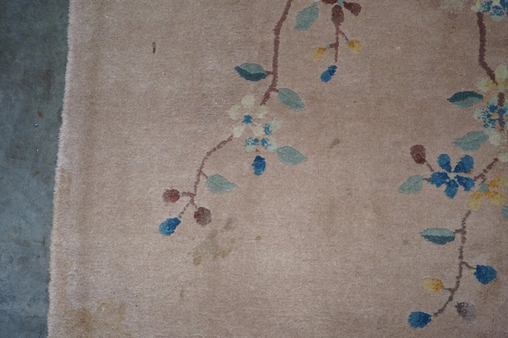 Antique Chinese Thick Knotted Wool Rug with Pagoda Temple and Floral ...