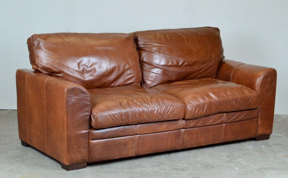 Italian Tan Leather 3-Seater Sofa from Viva for sale at Pamono