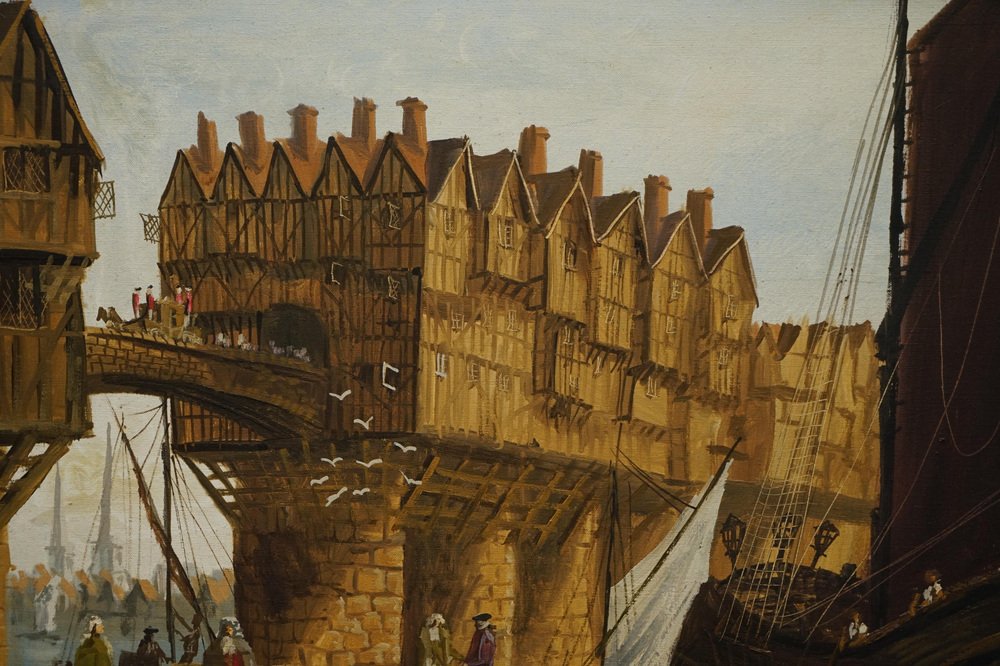 Malcolm Gearing, Victorian Naval Scene on the Thames, 1972, Large Oil ...