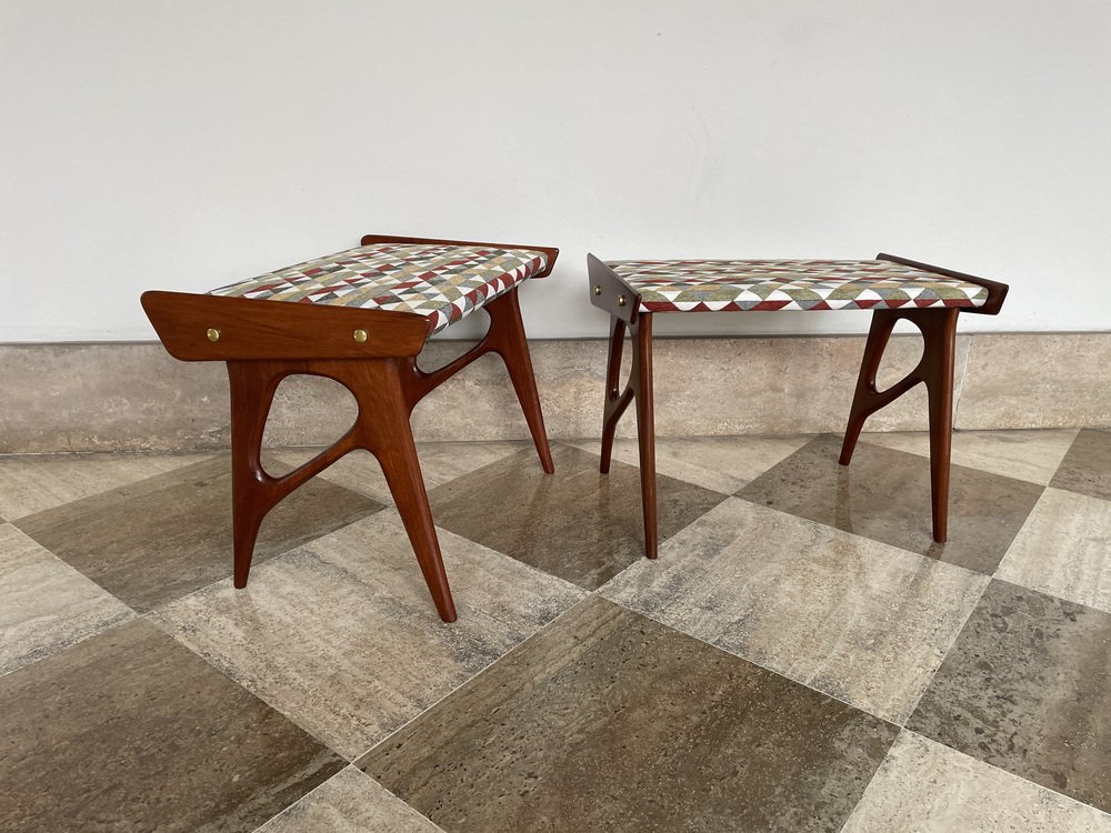 Vintage Hocker aus Buche, 1950, 2er Set bei Pamono kaufen