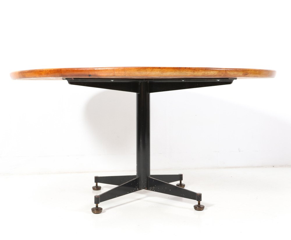 Mid-Century Modern Oak Round Dining Room Table by Architect Bart Van ...