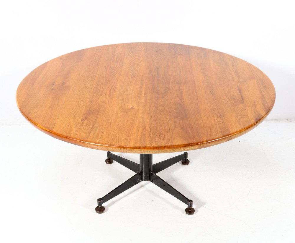 Mid-Century Modern Oak Round Dining Room Table by Architect Bart Van ...