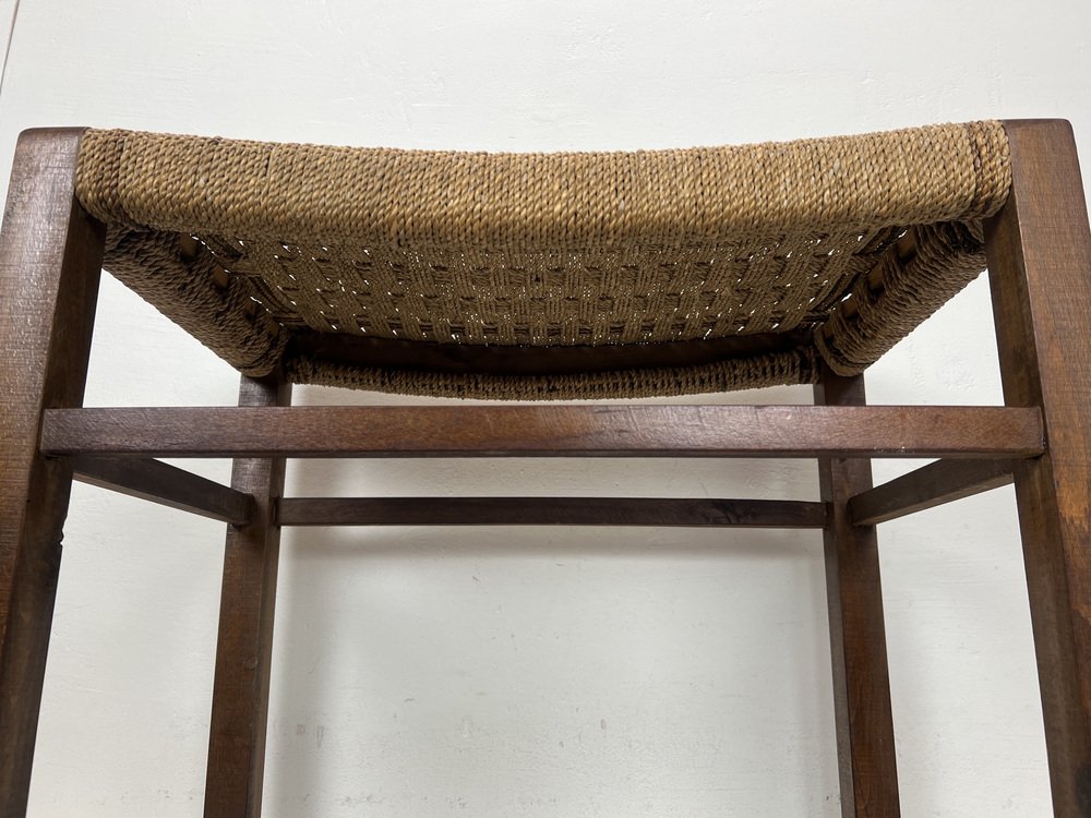 Mid-Century Dutch Stool in Rope & Beech-Wood, 1960s for sale at Pamono