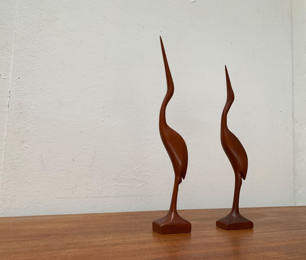 Mid-Century Wooden Teak Birds, 1960s, Set of 2 for sale at Pamono