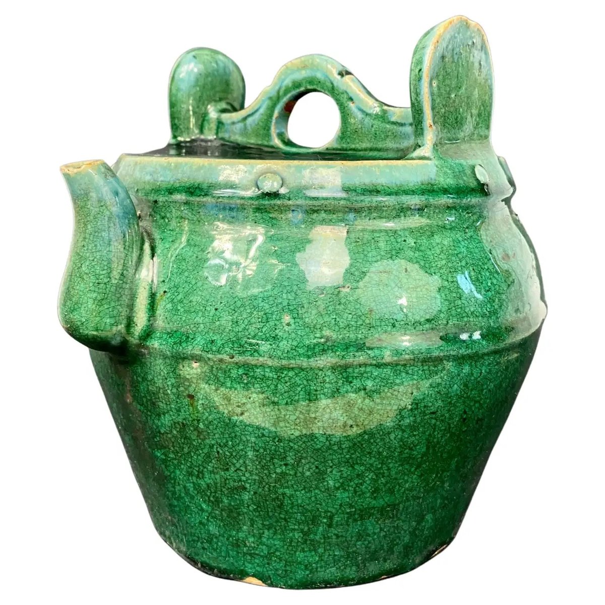 19th Century Chinese Green Ceramic Tea Flask for sale at Pamono