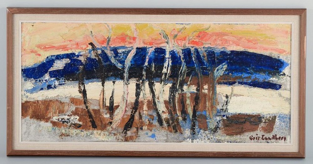 Eric Lundberg, Modernist Landscape, Oil on Canvas, 1960s for sale at Pamono