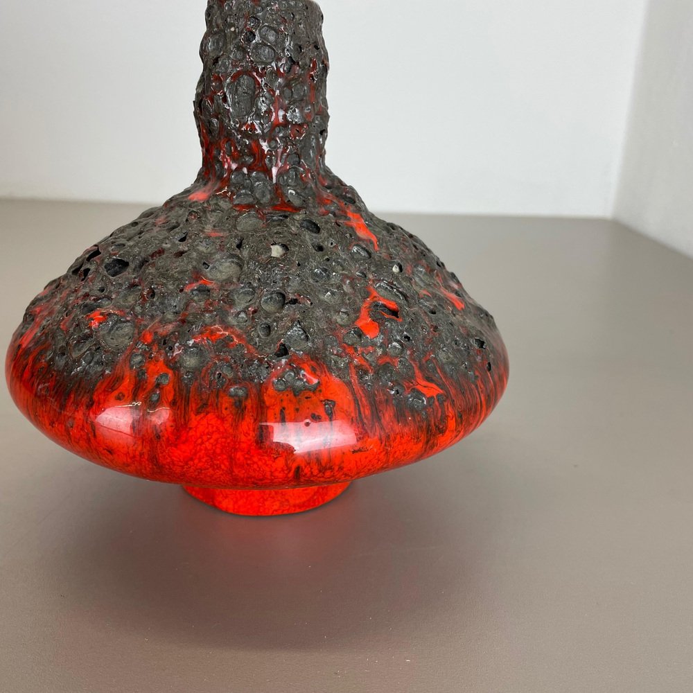 Red Black Ceramic Pottery UFO Vase attributed to Otto Keramik, Germany ...