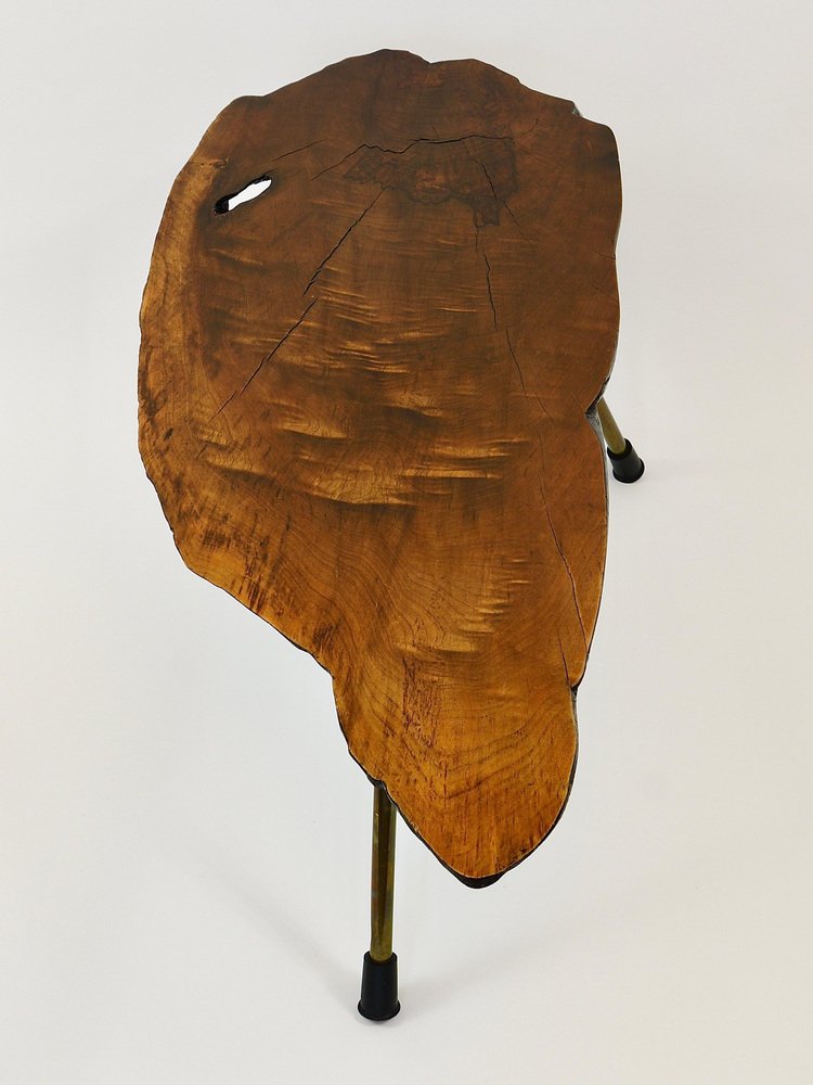 Large Mid-Century Walnut Tree Trunk Coffee Table attributed to Carl ...