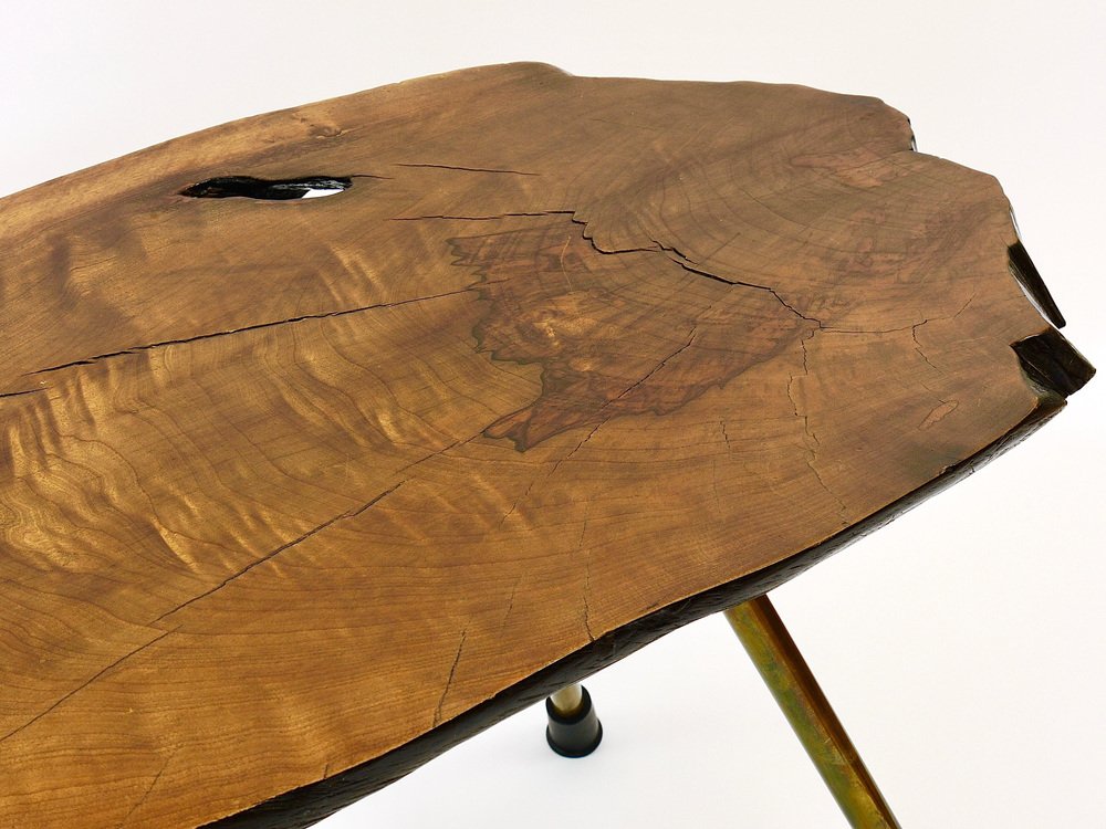 Large Mid-Century Walnut Tree Trunk Coffee Table attributed to Carl ...