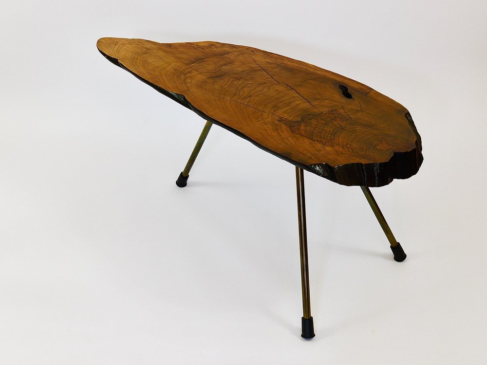 Large Mid-Century Walnut Tree Trunk Coffee Table attributed to Carl ...