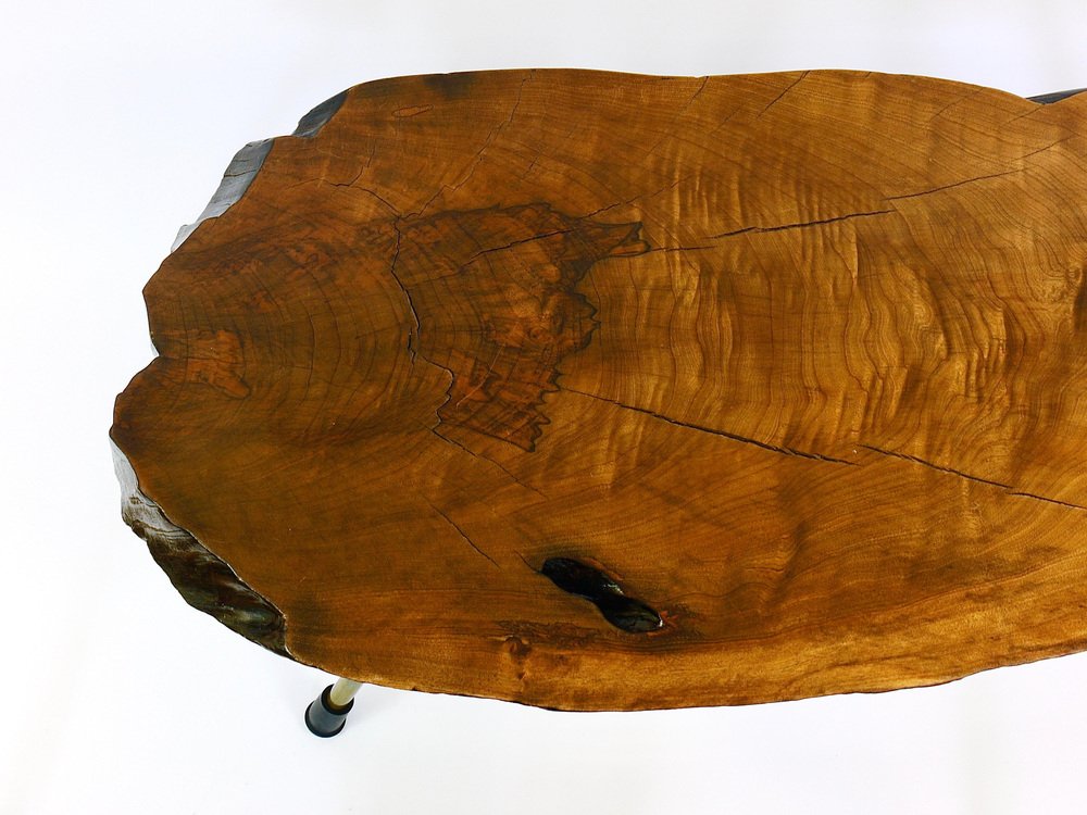 Large Mid-Century Walnut Tree Trunk Coffee Table attributed to Carl ...