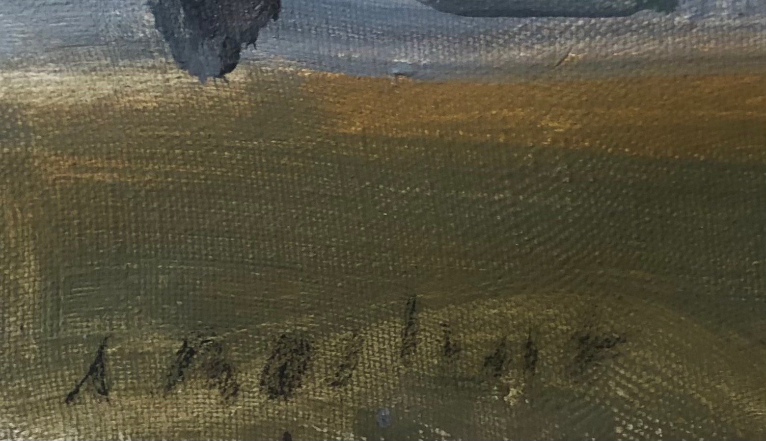 Alexandre Rochat, Banc au bord de l'eau, Oil on Canvas for sale at Pamono