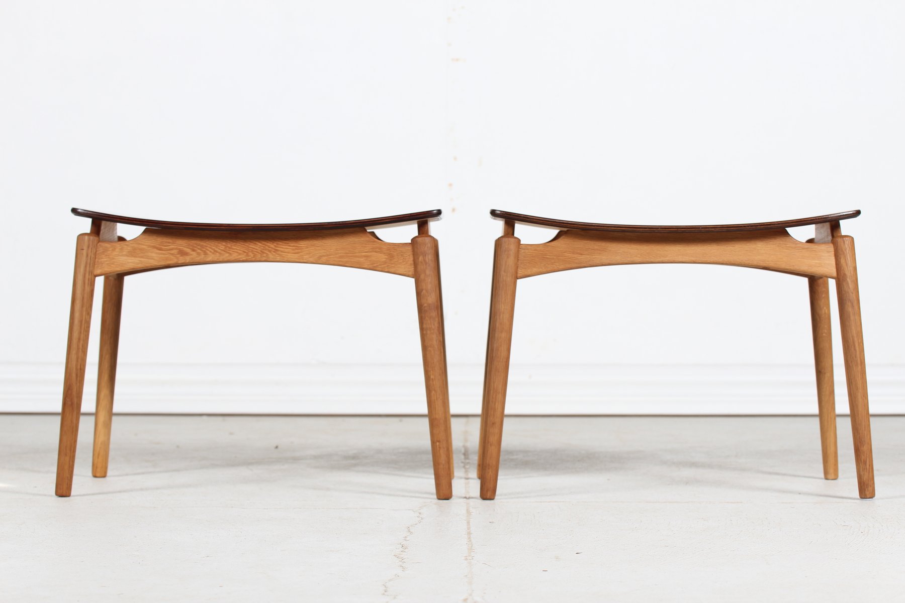 Set of Danish Teak and Oak Stools from Ølholm Møbelfabrik, Denmark ...