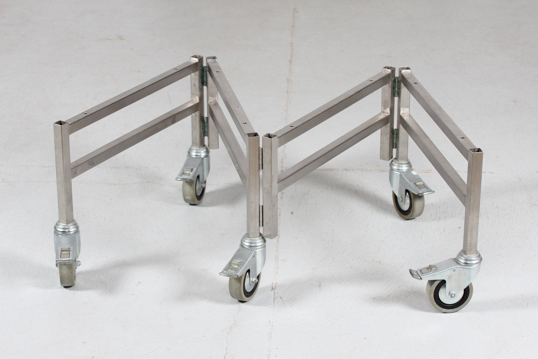 Danish Modern Custom Made Square Steel Coffee Table on Wheels, 1980s ...