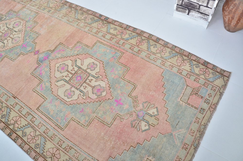 Pink & Blue Oushak Pastel Area Rug for sale at Pamono