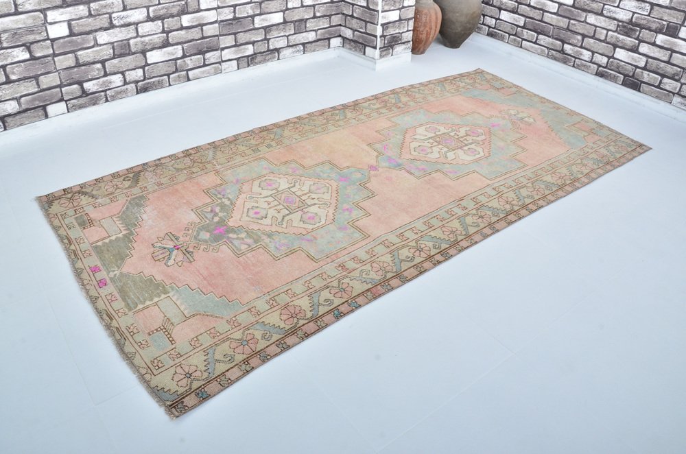 Pink & Blue Oushak Pastel Area Rug for sale at Pamono