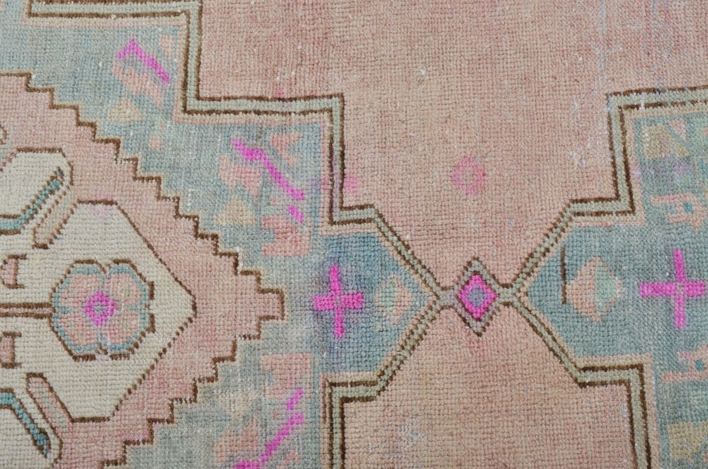 Pink & Blue Oushak Pastel Area Rug for sale at Pamono