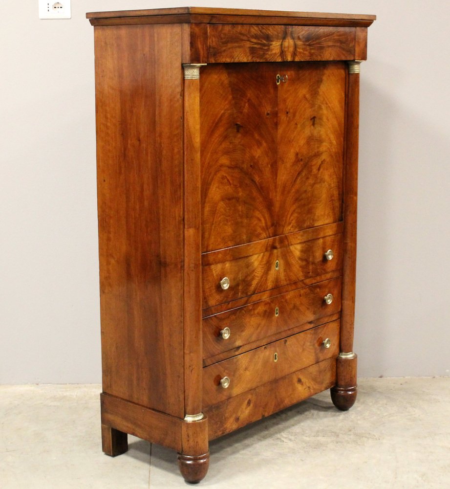 19th Century Empire Walnut Secretary for sale at Pamono