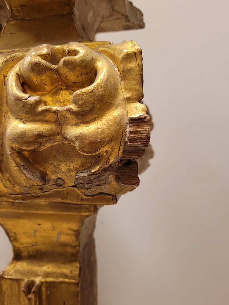 Baroque Altar Stipe or Pedestal in Carved and Gilded Wood, 17th-18th ...