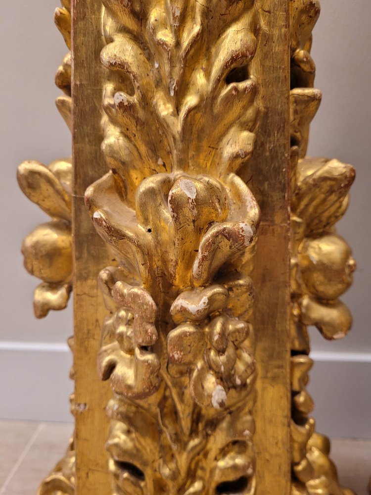 Baroque Altar Stipe or Pedestal in Carved and Gilded Wood, 17th-18th ...