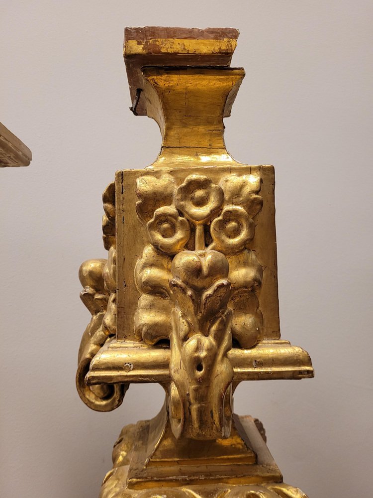 Baroque Altar Stipe or Pedestal in Carved and Gilded Wood, 17th-18th ...