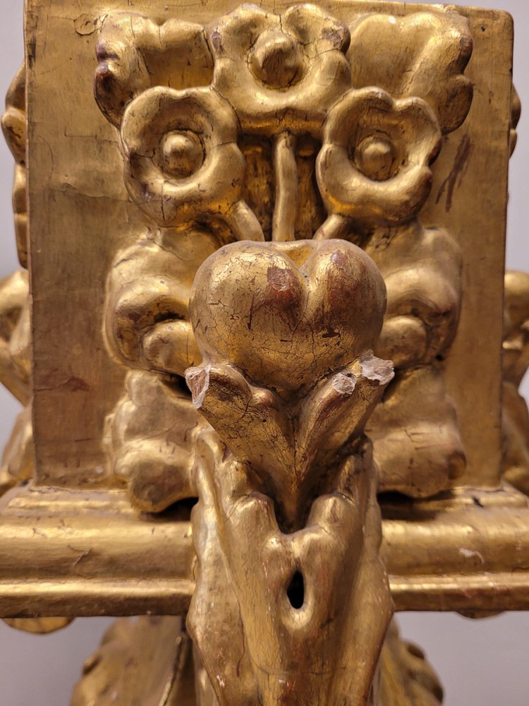 Baroque Altar Stipe or Pedestal in Carved and Gilded Wood, 17th-18th ...