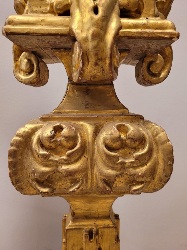 Baroque Altar Stipe or Pedestal in Carved and Gilded Wood, 17th-18th ...