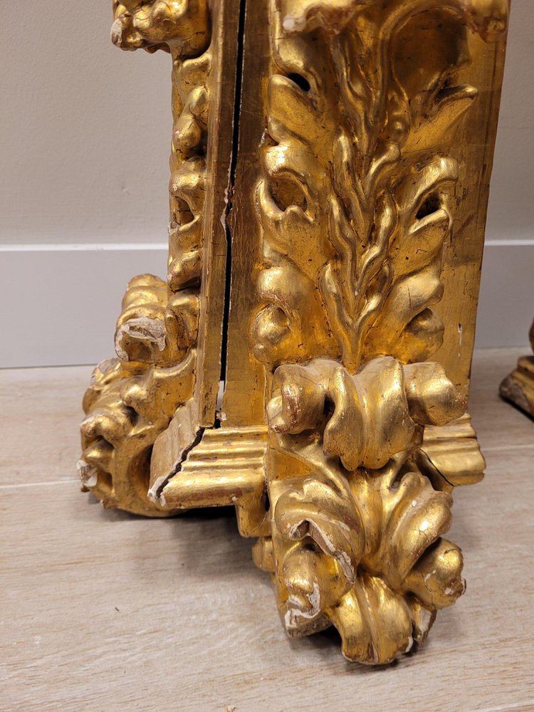 Baroque Altar Stipe or Pedestal in Carved and Gilded Wood, 17th-18th ...