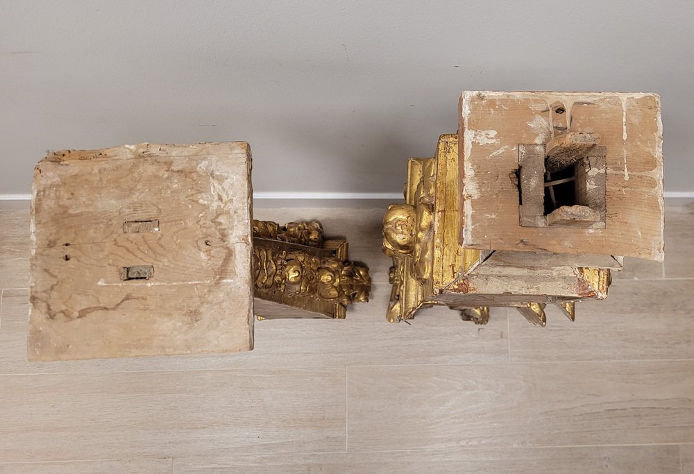 Baroque Altar Stipe or Pedestal in Carved and Gilded Wood, 17th-18th ...