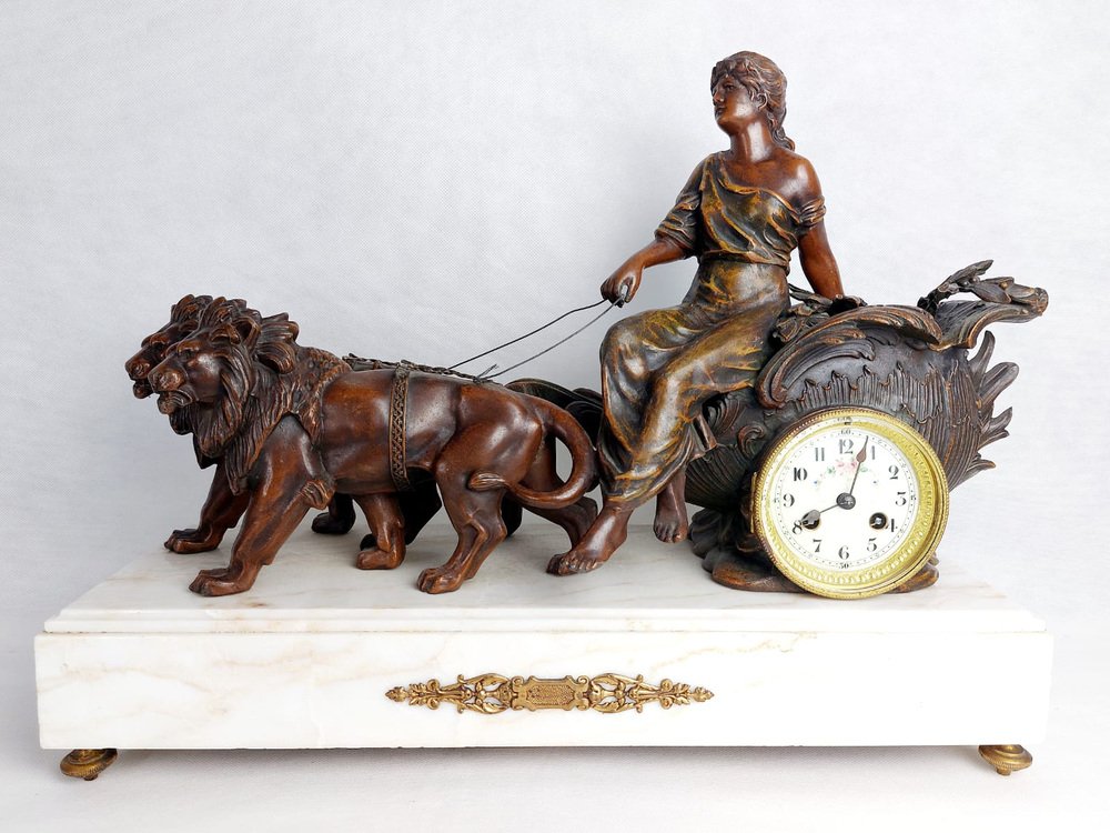 Large Antique Fireplace Clock Set, 1850, Set of 3 for sale at Pamono