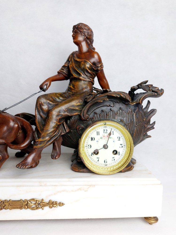 Large Antique Fireplace Clock Set, 1850, Set of 3 for sale at Pamono