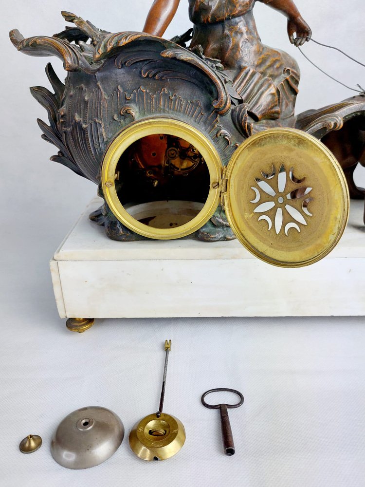 Large Antique Fireplace Clock Set, 1850, Set of 3 for sale at Pamono